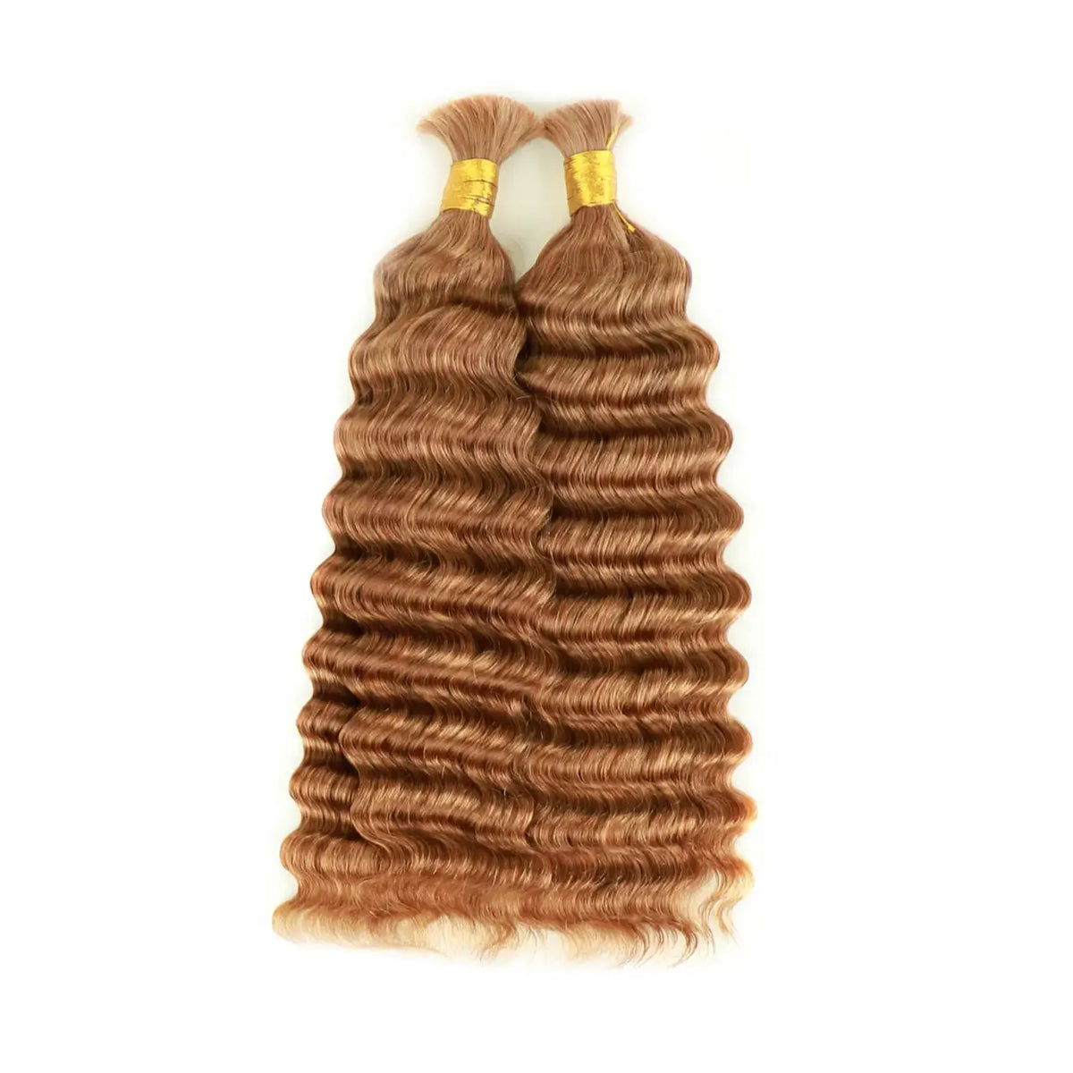 Double Drawn #4 Light Auburn Deep Wave Bulk Human Hair For Braiding ...