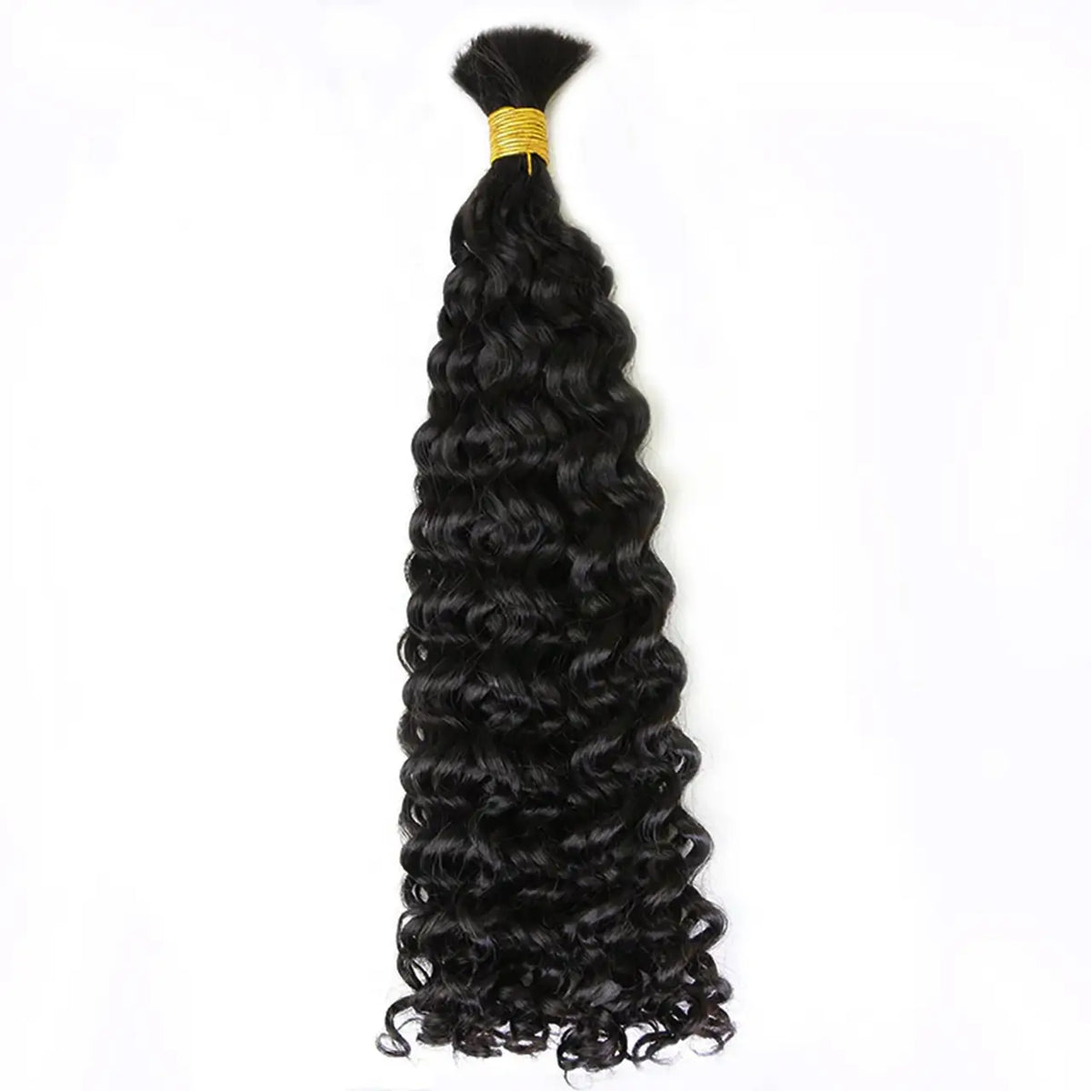 Double Drawn Water Wave Natural Black Bulk Hair Extensions for Boho Kn ...